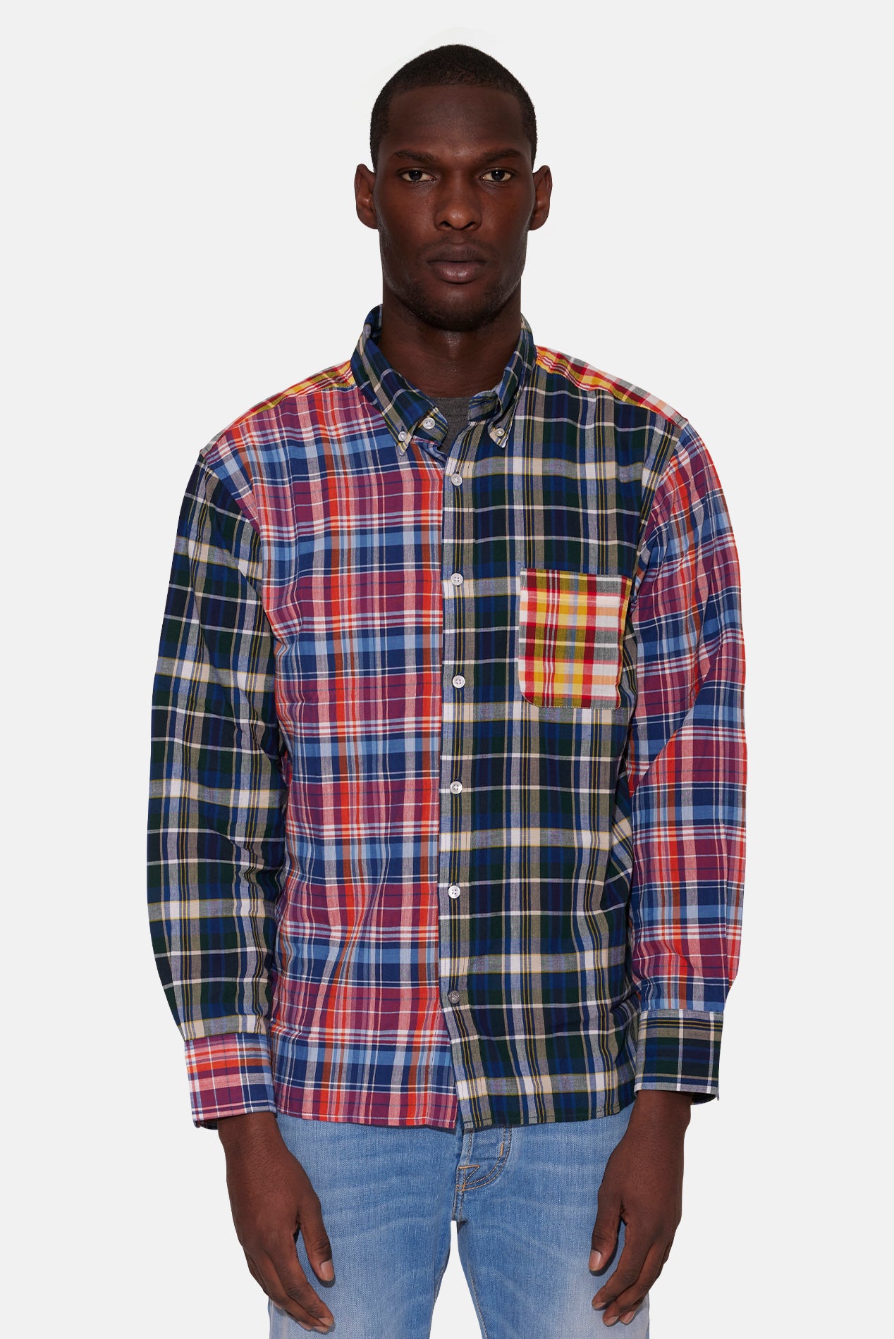 N103 Contrasting Shirt Red/Black Multi Check – blueandcream