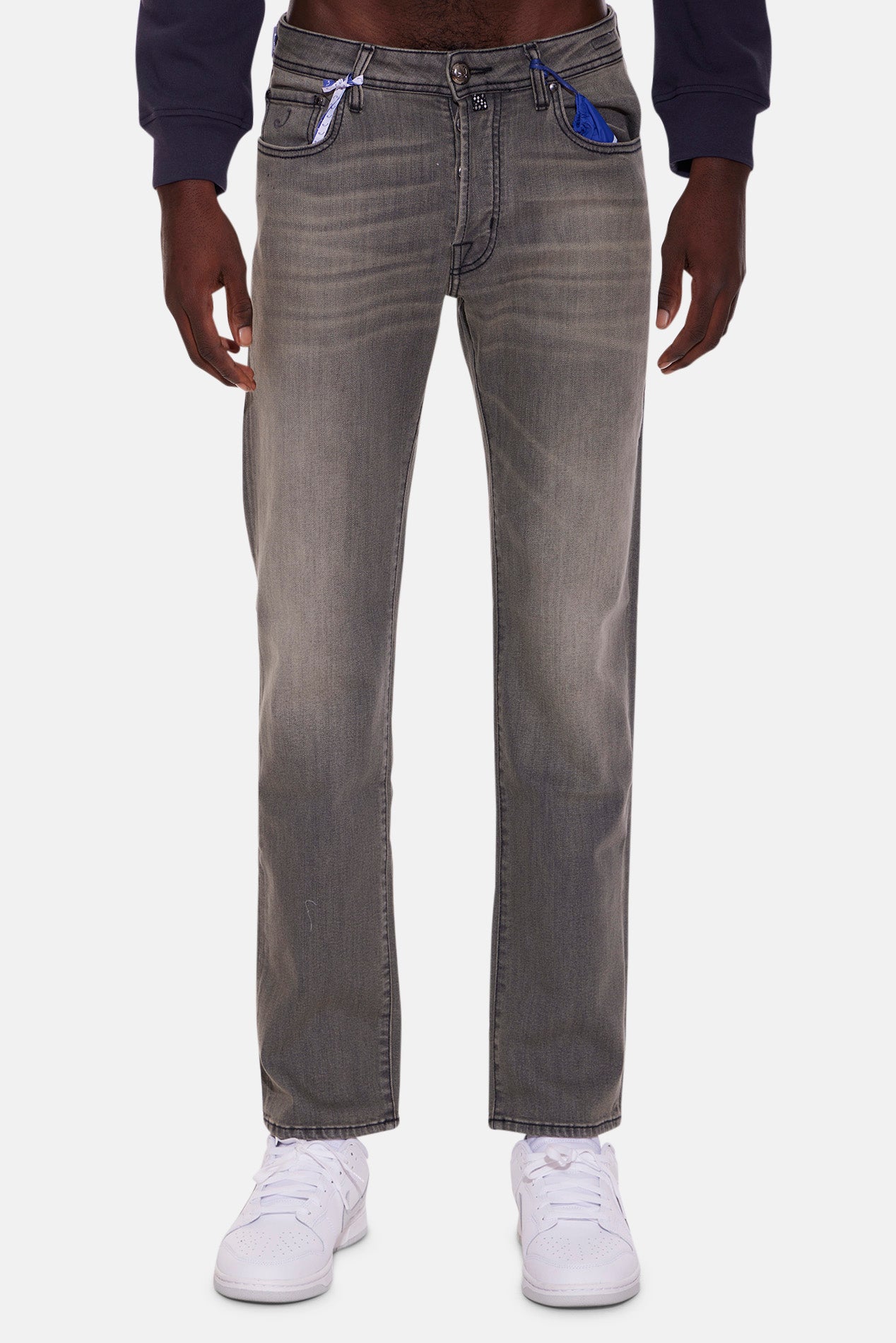 Jacob Cohen Bard Denim Light Grey w/ Cheetah Patch – blueandcream