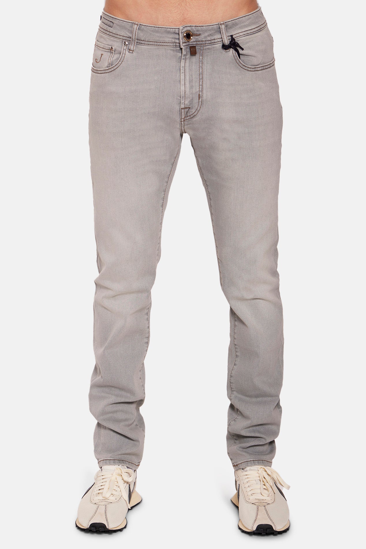Jacob Cohen Bard Fast 10.5oz Brown Stitch Light Grey – blueandcream