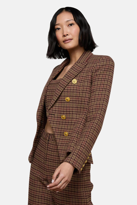 Bethany Blazer Dark Brown Multi Houndstooth – blueandcream