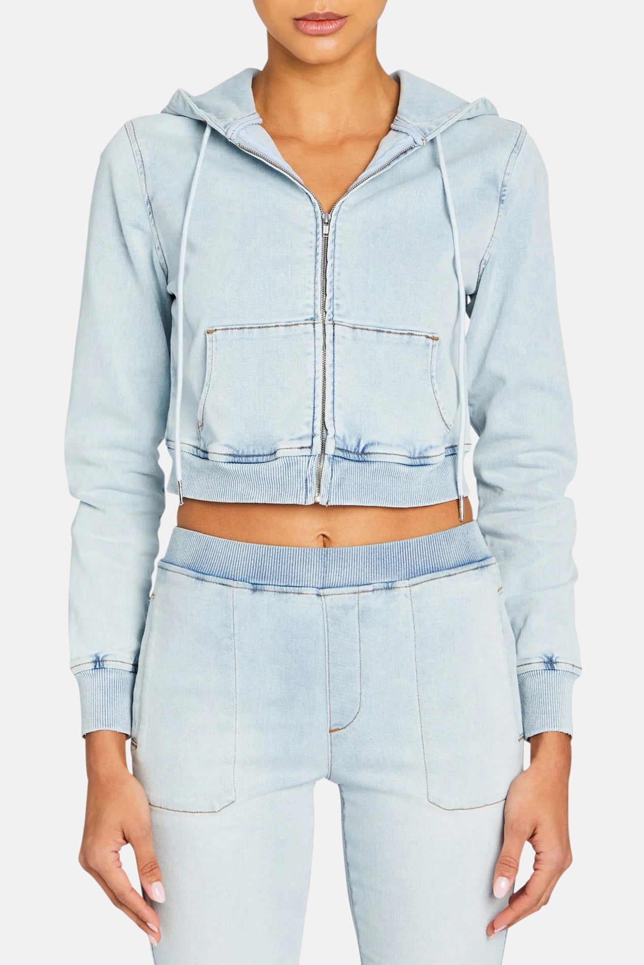 SER.O.YA Edith Cropped Hoodie Skylight Terry – blueandcream